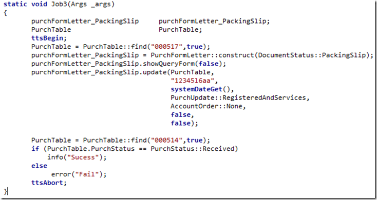 AX2012 FP Product receipt from X++ | Kurt Hatlevik – Dynamics 365 Blog